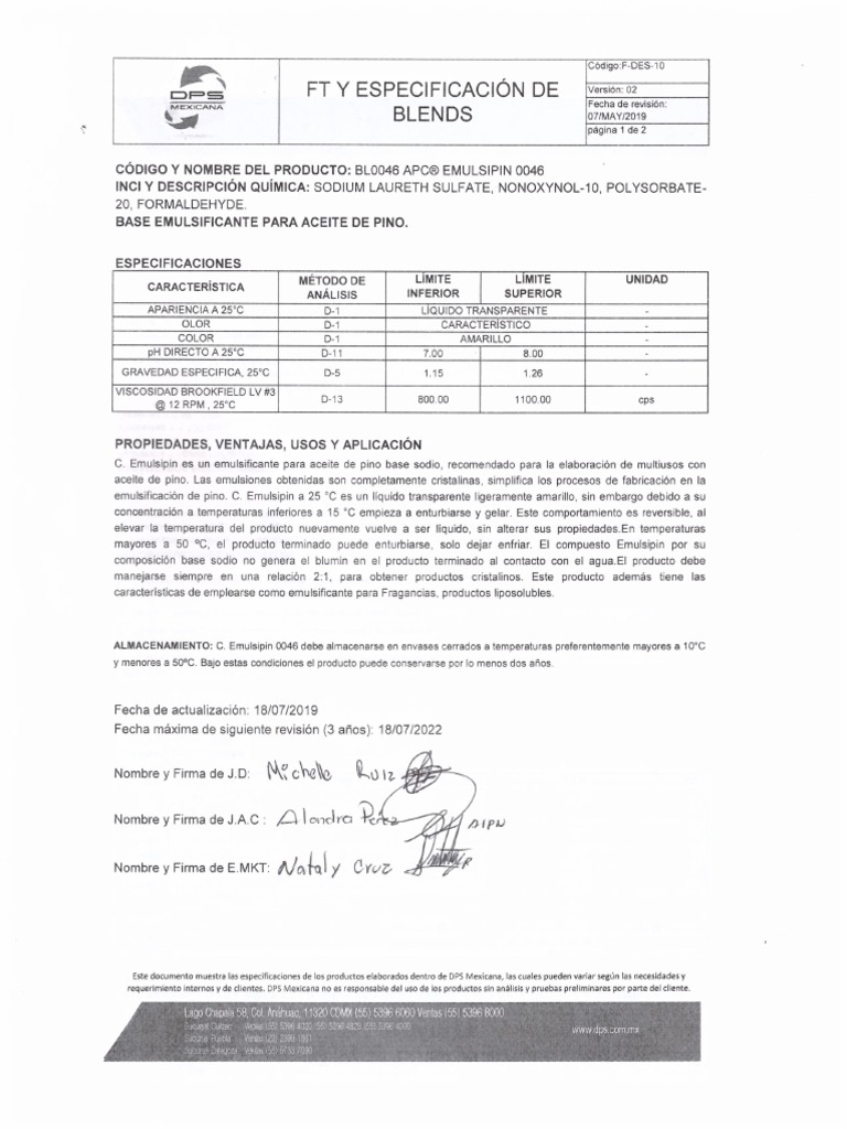 Hoja - Tecnica PINOL | PDF