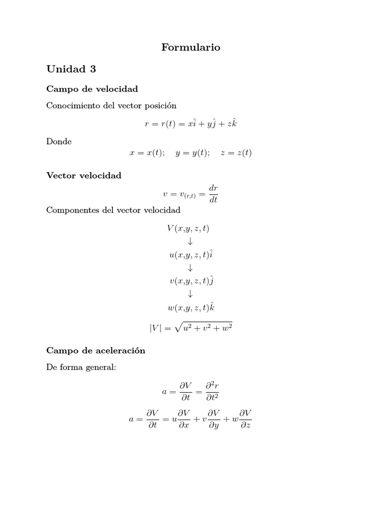 Formulario Mec-Fluid. | PDF | Cantidad | Física Aplicada e ...