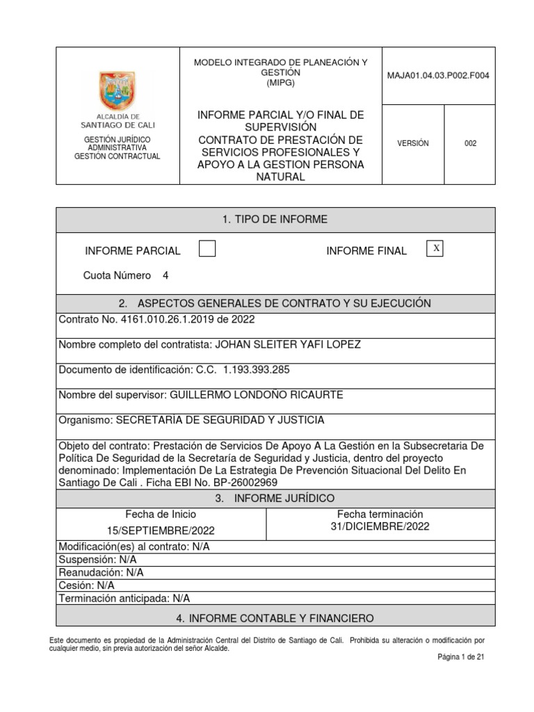 Informe de Supervision 4 | PDF | Santiago | Alcalde