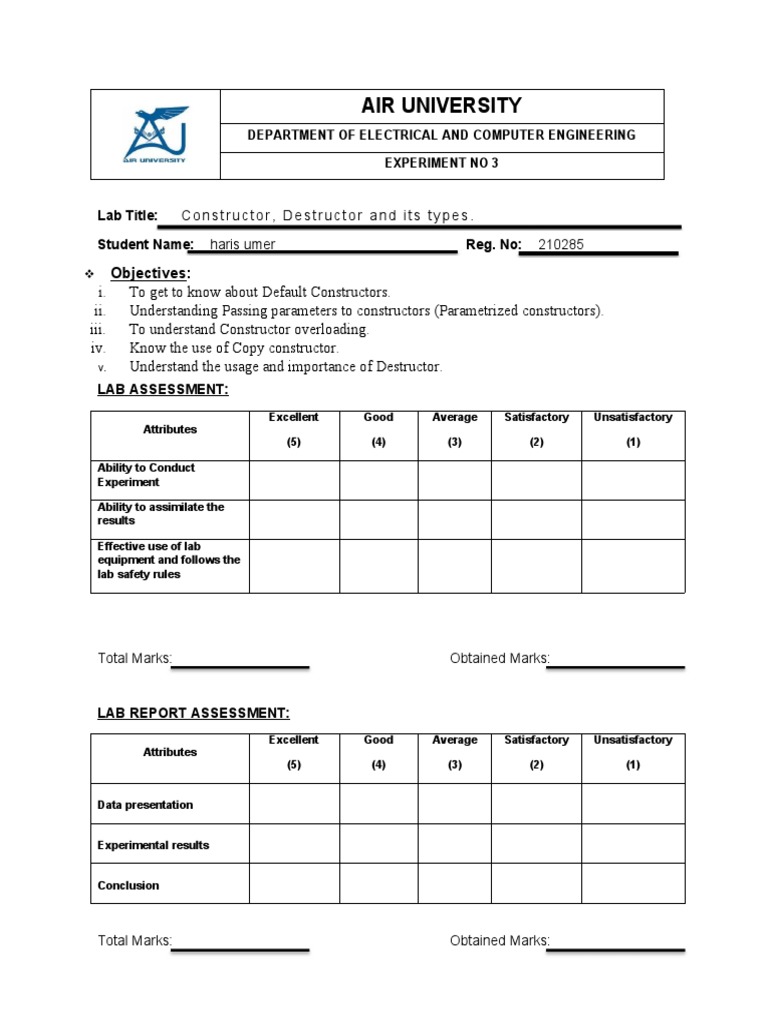 OOP Lab Report 3 | PDF | Constructor (Object Oriented Programming) | Programming