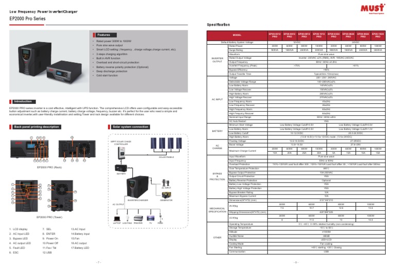 05 Ep2000 Pro | PDF | Power Inverter | Electrical Components