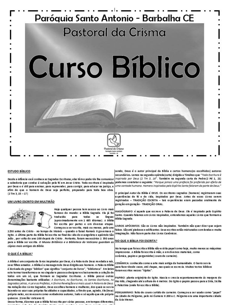 Apostila de Curso Bíblico 2022 | PDF | Bíblia | Novo Testamento