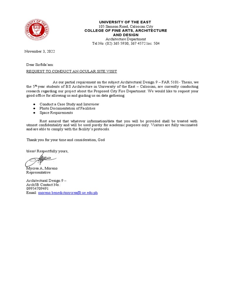 Request Letter For Site Visit General | PDF