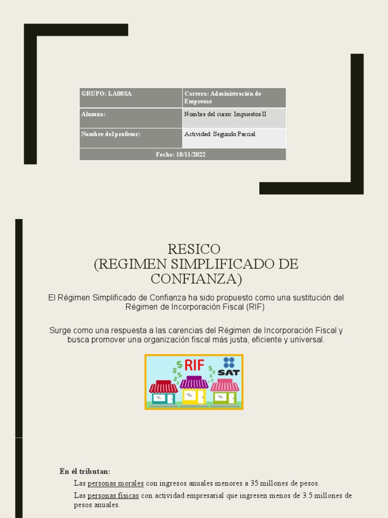 Resico | PDF | Impuesto sobre la renta | Impuestos
