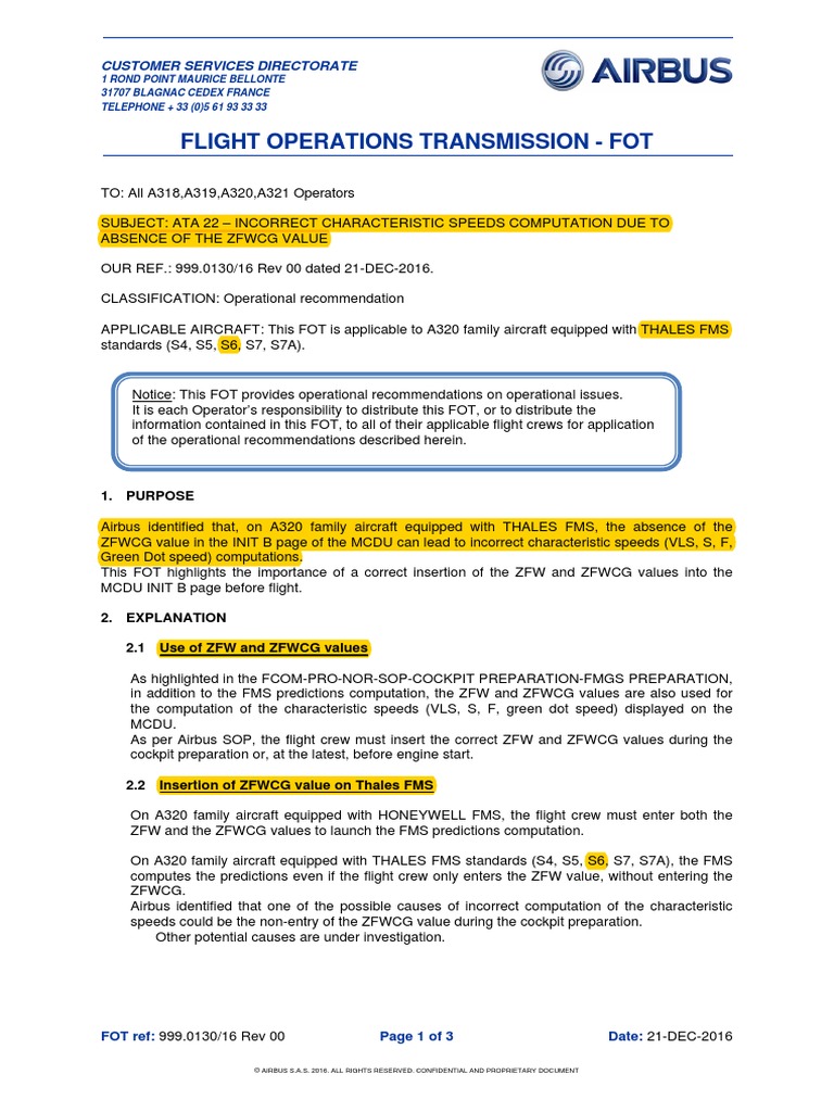 FOT-999-0130!16!00 Incorrect Characteristic Speeds Computation Due To ...