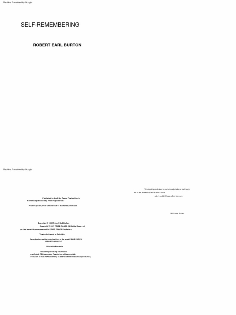 Self-Remembering - Robert Earl Burton | PDF