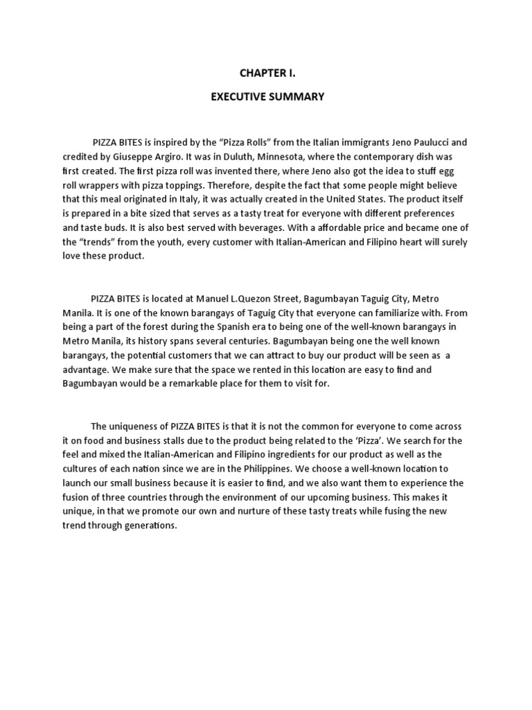 Business Plan Chapter 1 | Download Free PDF | Pizza | Food And Drink ...