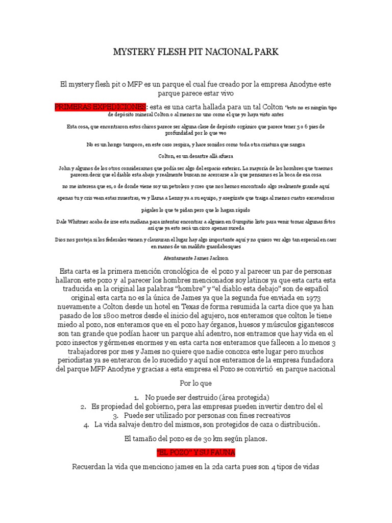 Mystery Flesh Pit Nacional Park | PDF