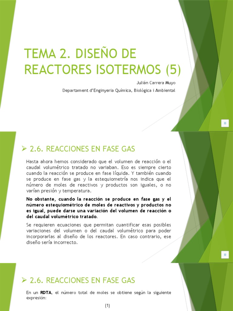 Tema 2. Diseño de Reactores Isotermos | PDF