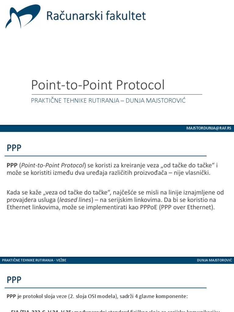 Računarski Fakultet: Point-to-Point Protocol | PDF