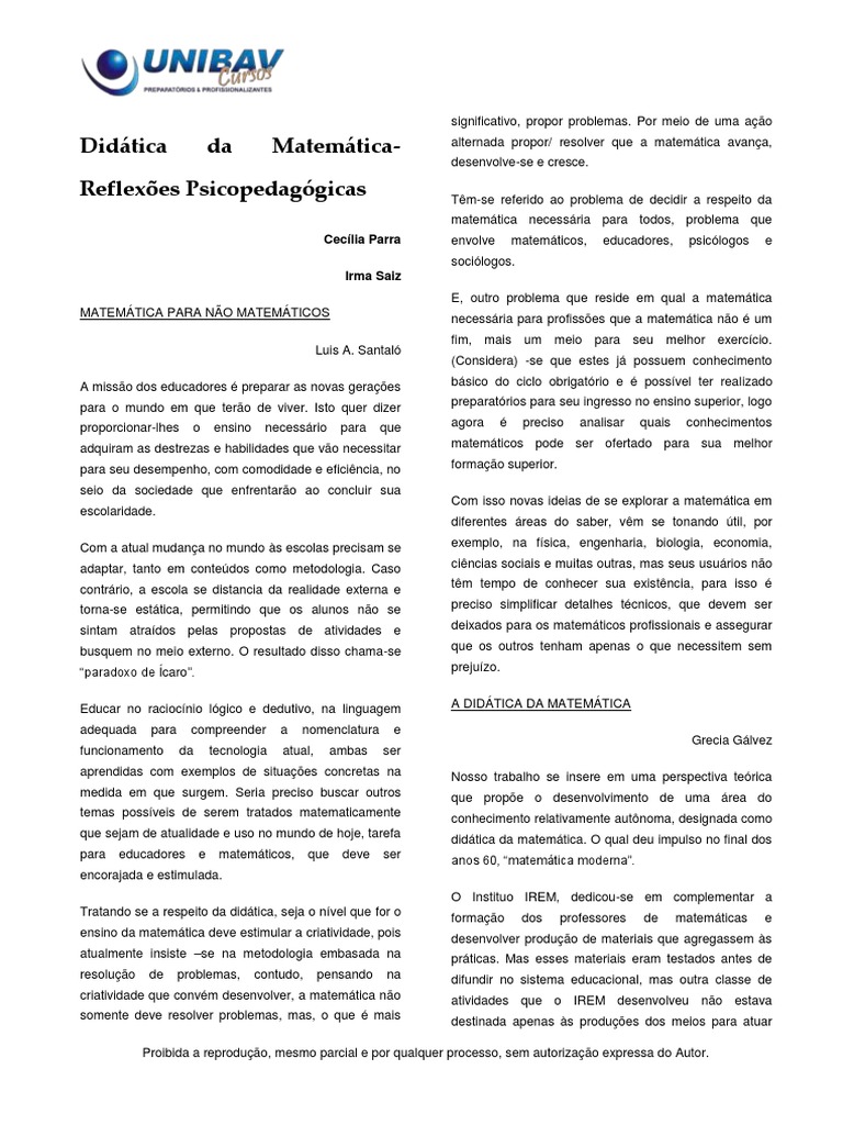 35 - Didática Da Matemática - Cecília Parra e Irma Saiz | PDF ...