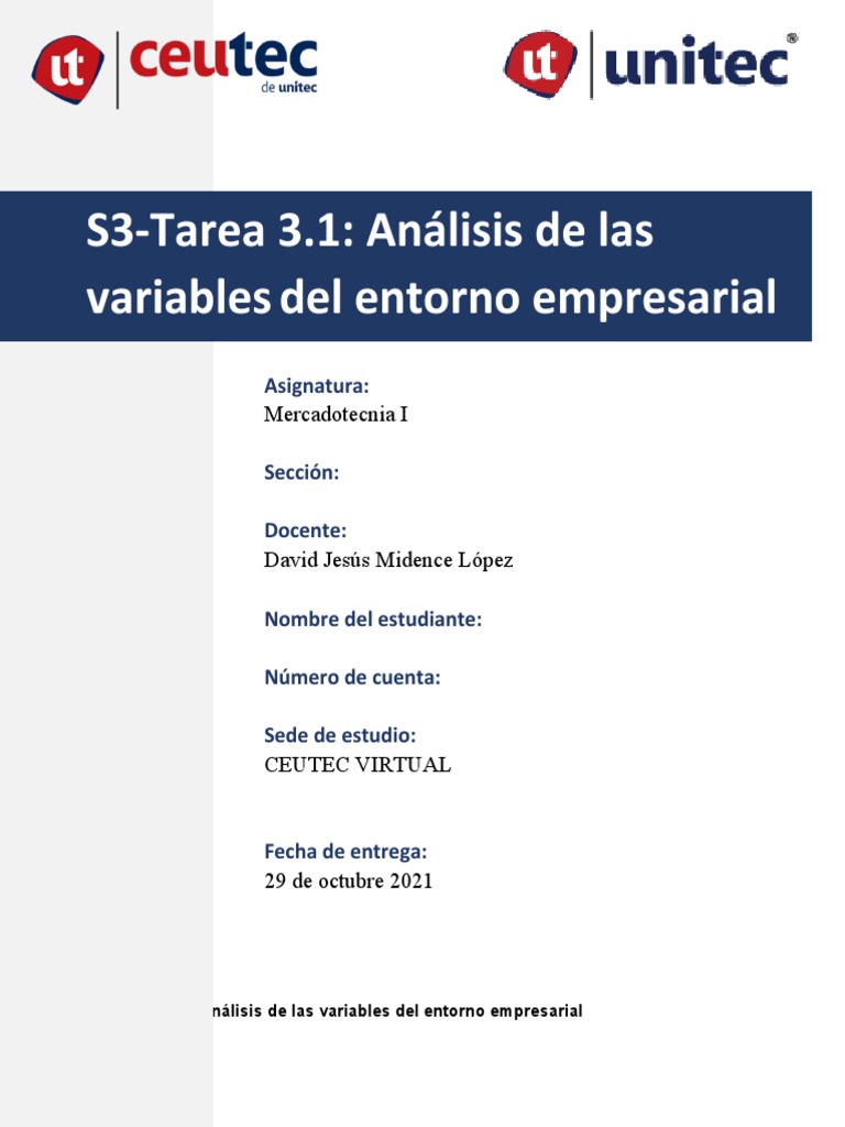 S3-Tarea 3.1 - Análisis de Las Variables Del Entorno Empresarial (Analisis de Una Cafeteria) | PDF