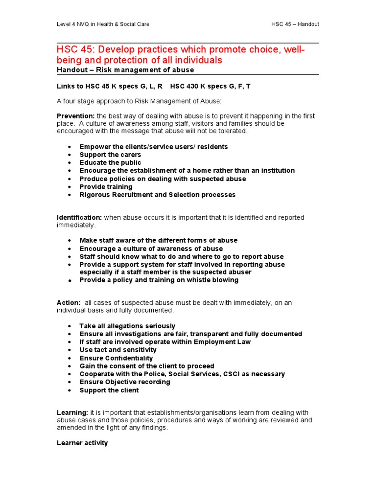 l4 hsc45 Handout Risk Management Abuse | PDF | Business