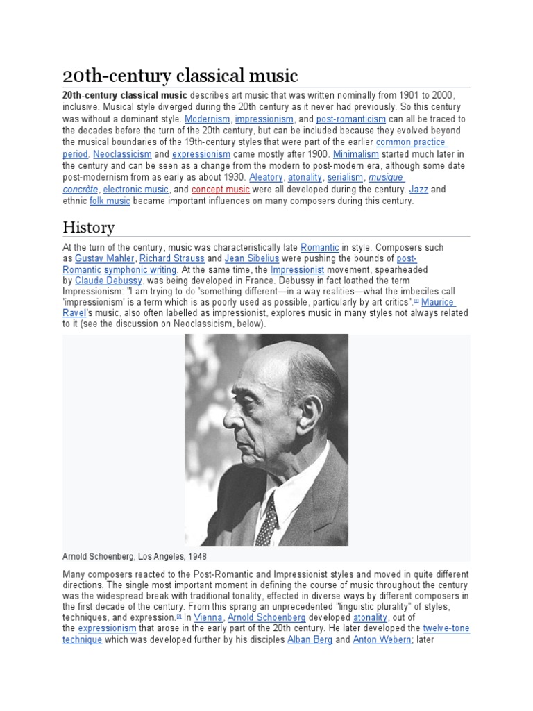 20th-Century Classical Music Overview | PDF | Classical Music | Musical ...