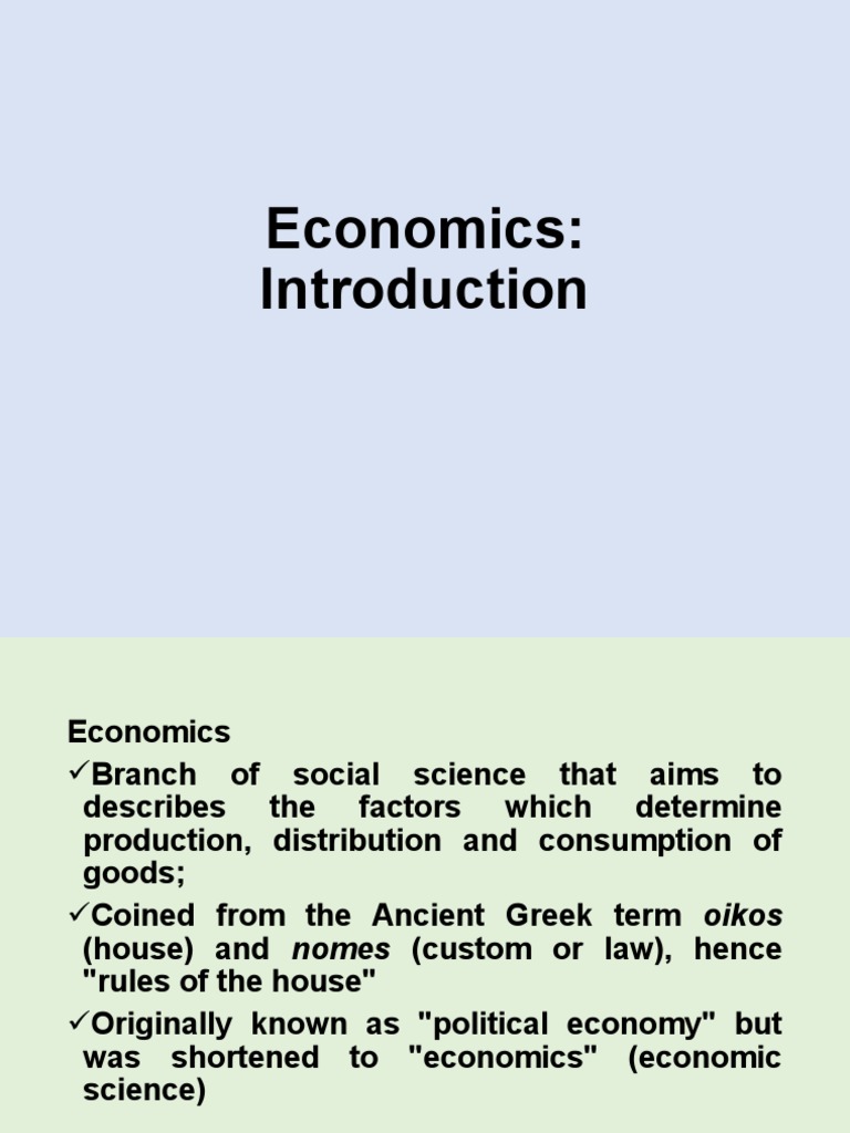 Introduction To Economics | PDF | Economics | Goods