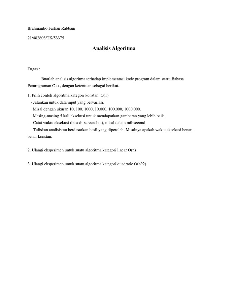 Brahmantio Farhan Rabbani - Analisis Algortima | PDF | Teknologi & Rekayasa