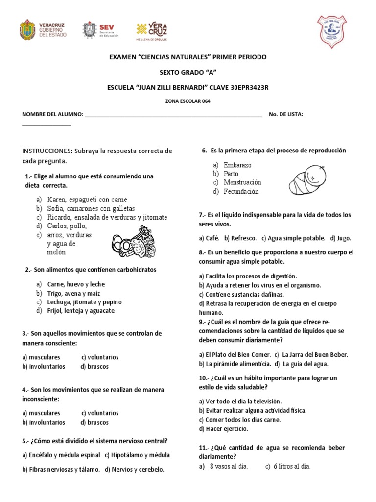 Examen Ciencias Naturales Primer Periodo Pdf La Sexualidad Humana