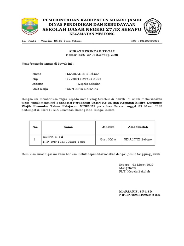 Surat Tugas OSN | PDF