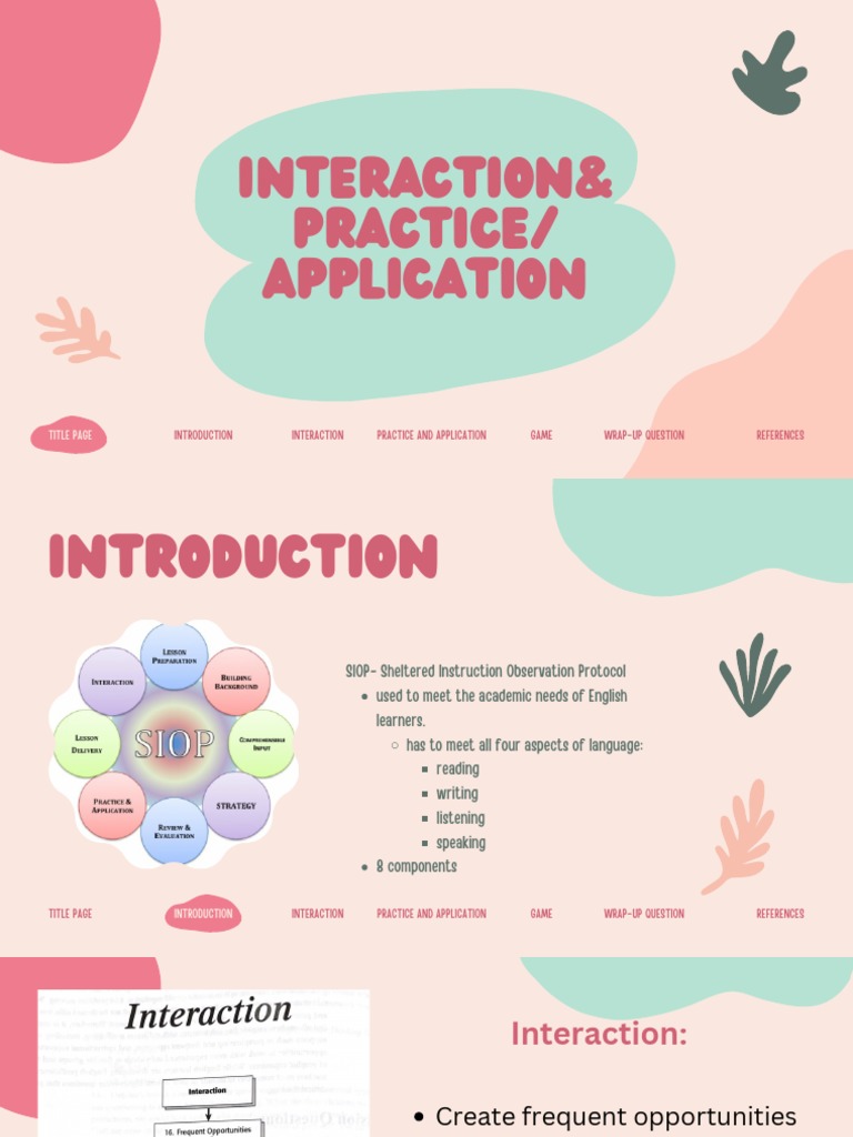Siop Interaction Practice Application | PDF | Psycholinguistics | Neuroscience