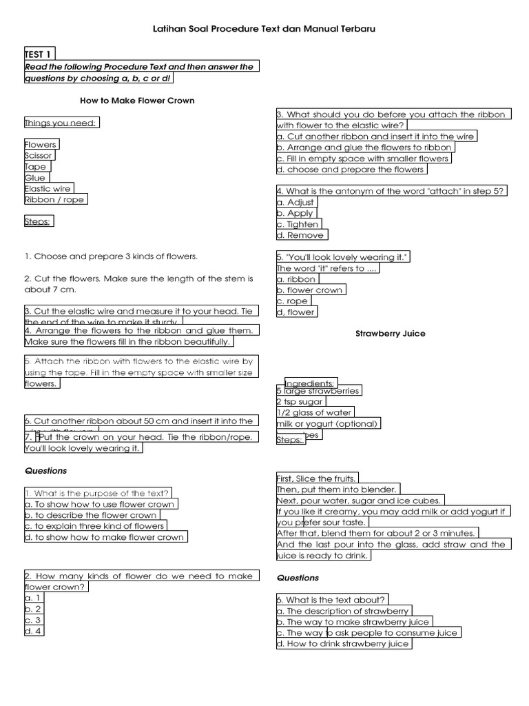 DBI - Latihan Soal Procedure Text Dan Manual Terbaru | PDF
