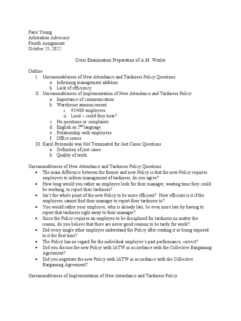 Cross Examination Outline | PDF