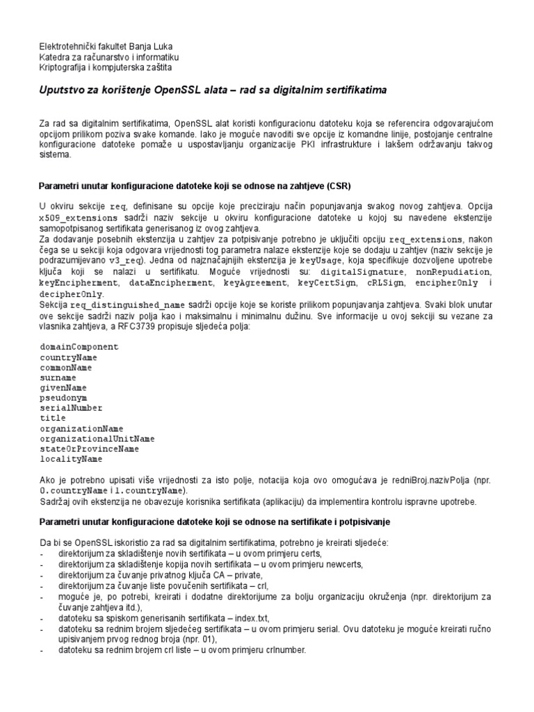 Openssl Uputstvo 3 | PDF