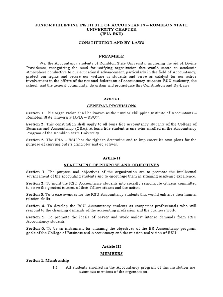 JPIA Constitution and By-Laws-Revised | PDF | Impeachment | Audit