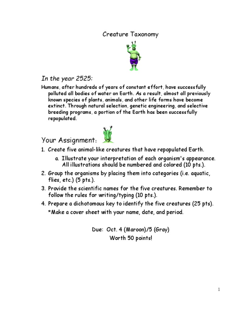 Creature Taxonomy Project | PDF | Language Arts & Discipline | Foreign ...