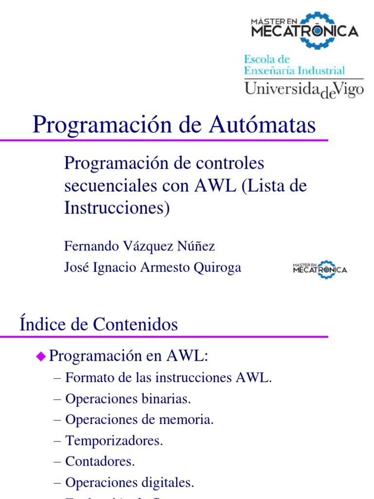 Programación AWL: Instrucciones y Ejemplos | PDF | Poco | Programación ...