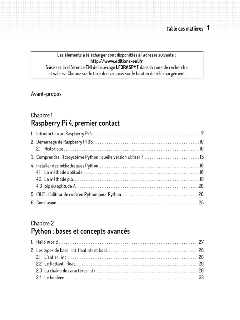 Table Des Matieres | PDF | Python (Langage de programmation) | Informatique