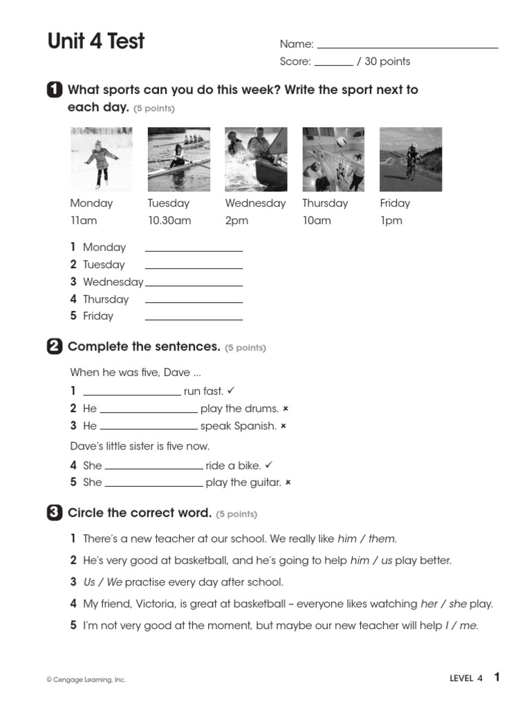 Look Bre l4 Unit4 Test | Download Free PDF | Sports