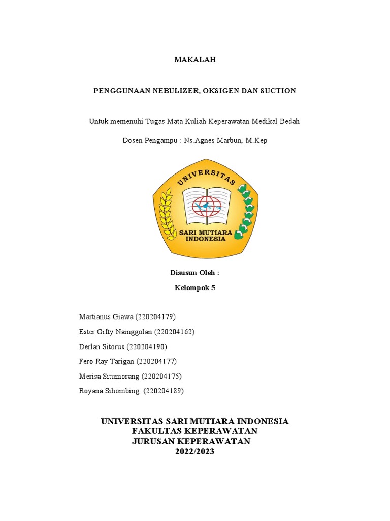 Penggunaan Nebulizer, Oksigen Dan Suction | PDF