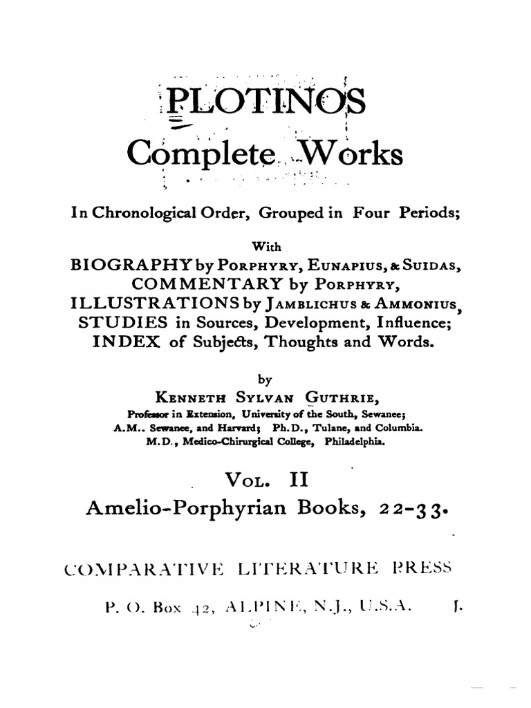Guthrie - Complete Works of Plotinus, (En), t.2, 1918 | PDF | Soul | Existence