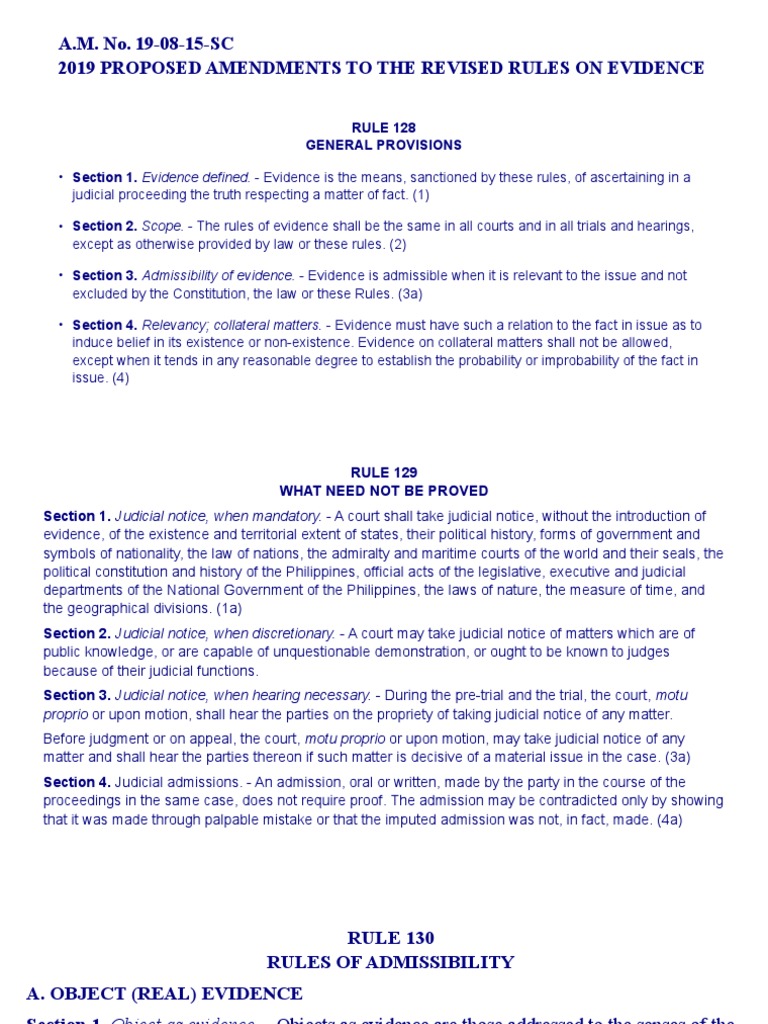 Amendments To The Revised Rules On Evidence | PDF | Hearsay | Evidence ...