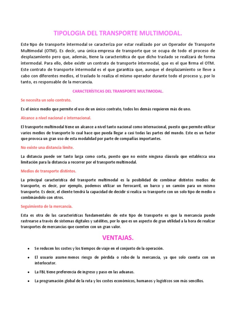 Transporte Multimodal: Características y Ventajas | PDF | Transporte ...