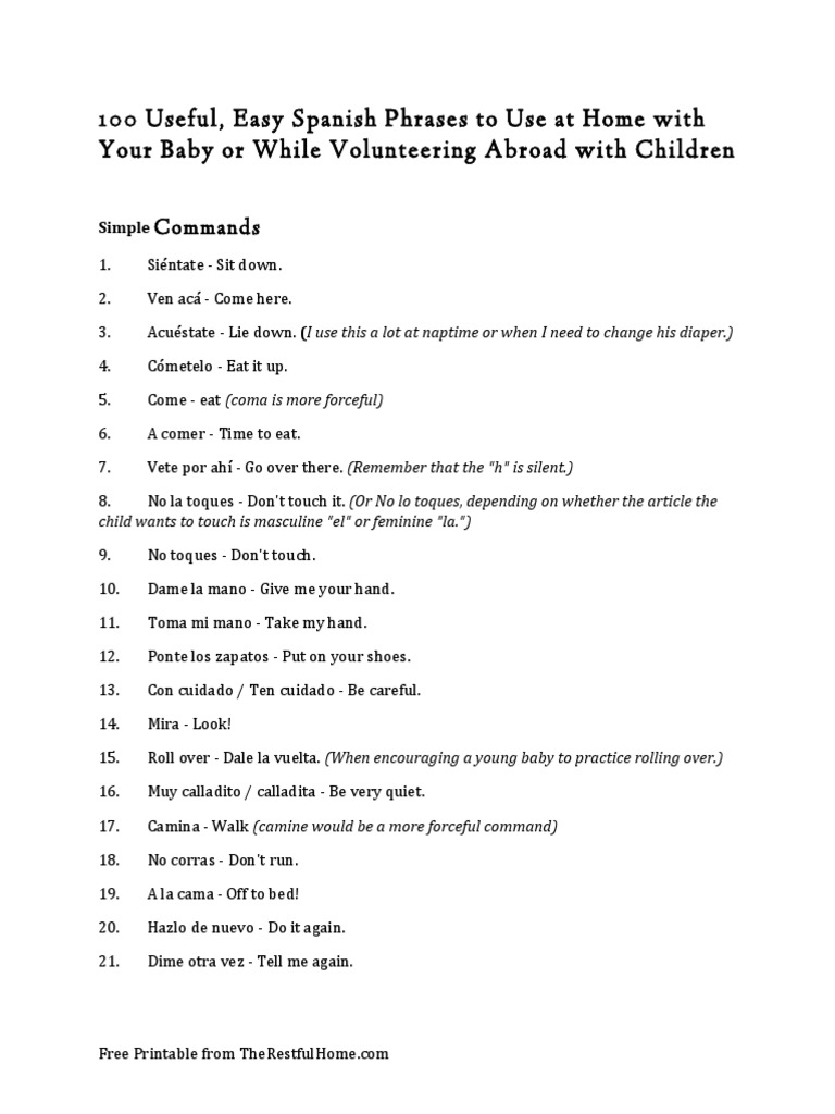 100 Useful Spanish Phrases | PDF