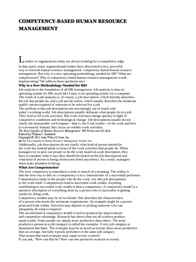 Competency-Based Human Resource | PDF | Human Resource Management | Economies