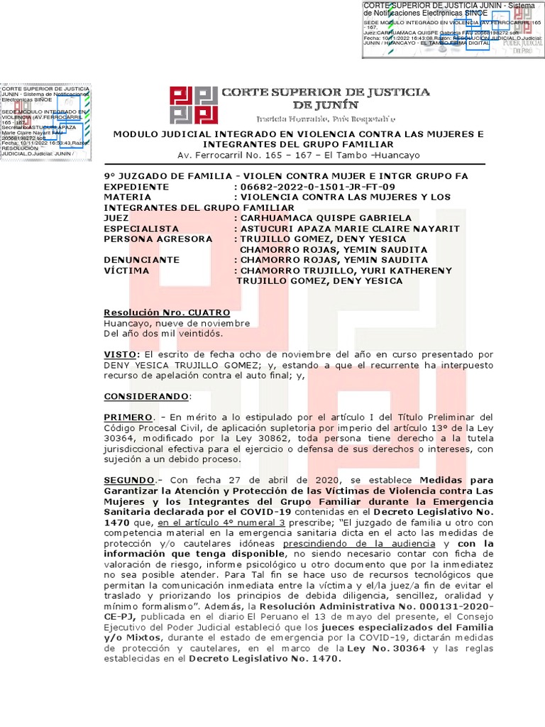 Exp. 06682-2022-0-1501-JR-FT-09 - Resolución - 62485-2022 | PDF | La violencia contra las ...