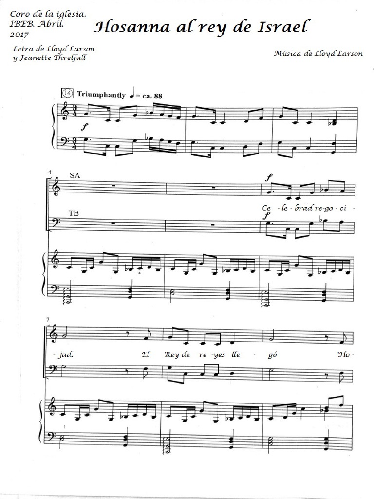 Hosanna Al Rey de Israel | PDF