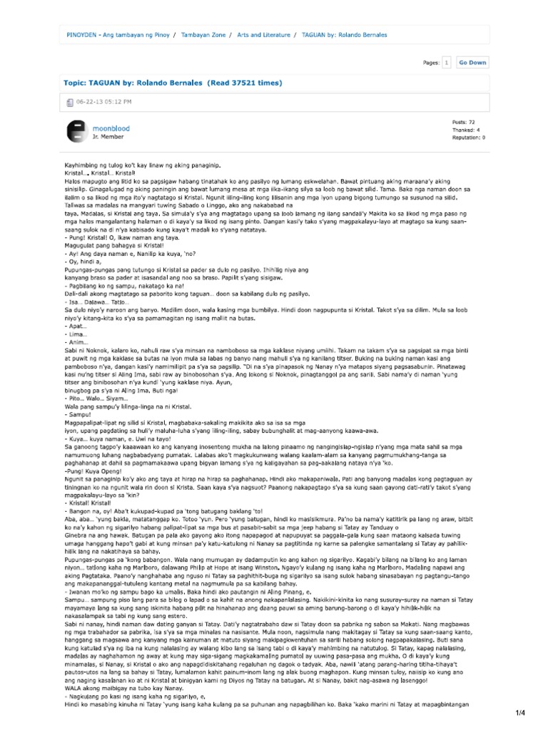 Taguan by Rolando Bernales | PDF