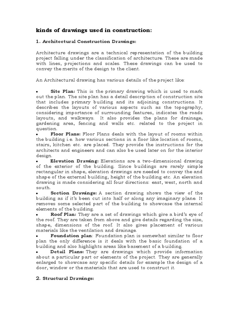 Kinds of Drawings Used in Construction | PDF | Building Technology ...