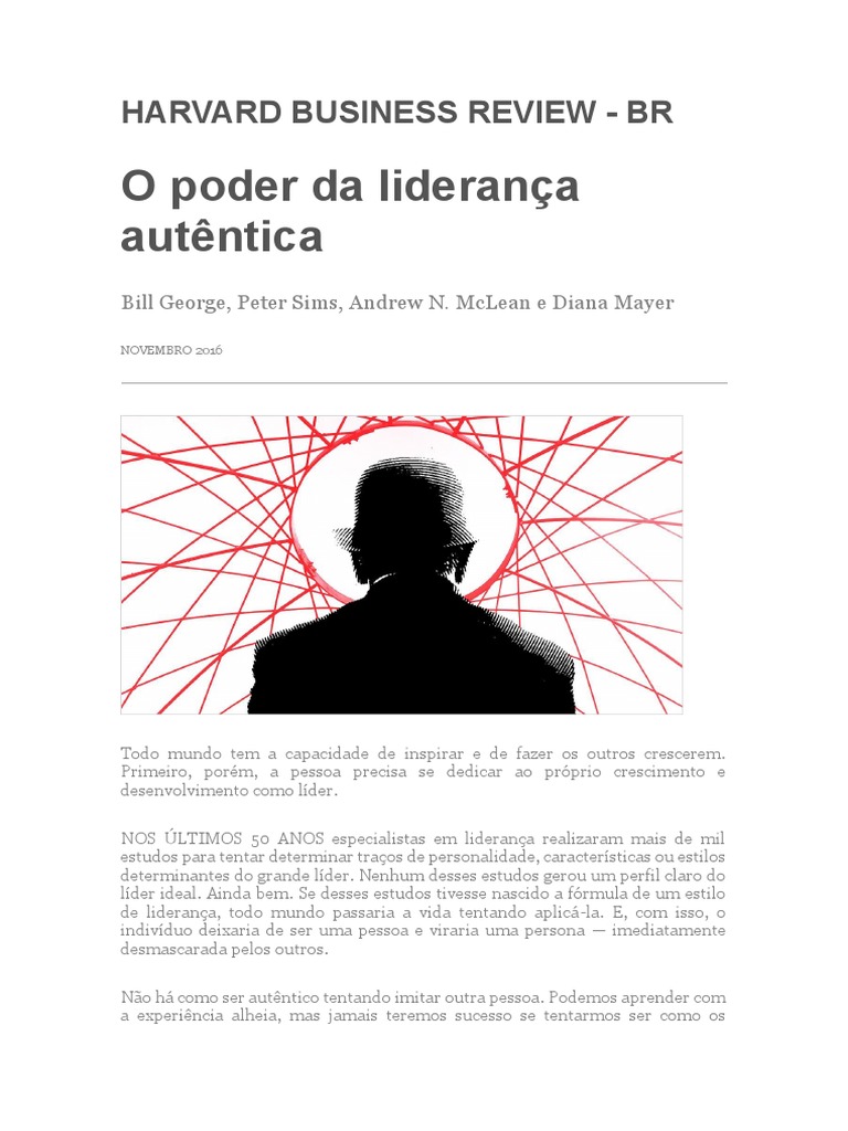 TEXTO 5 HBR O Poder Da Liderança Autêntica | PDF