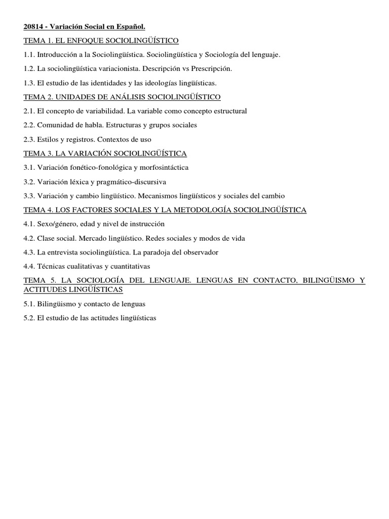 Variación Social | PDF | Sociolingüística | Dialecto