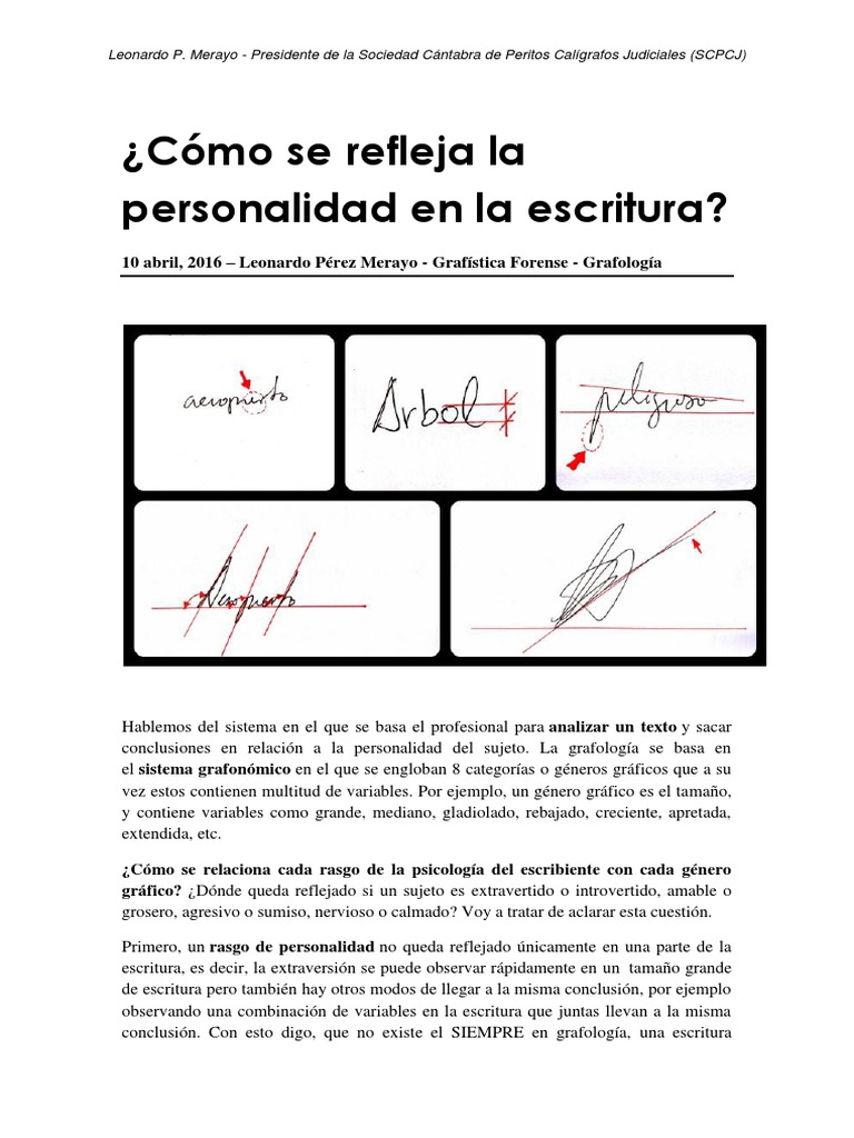 2 Cómo Se Refleja La Personalidad en La Escritura | PDF | Escritura ...