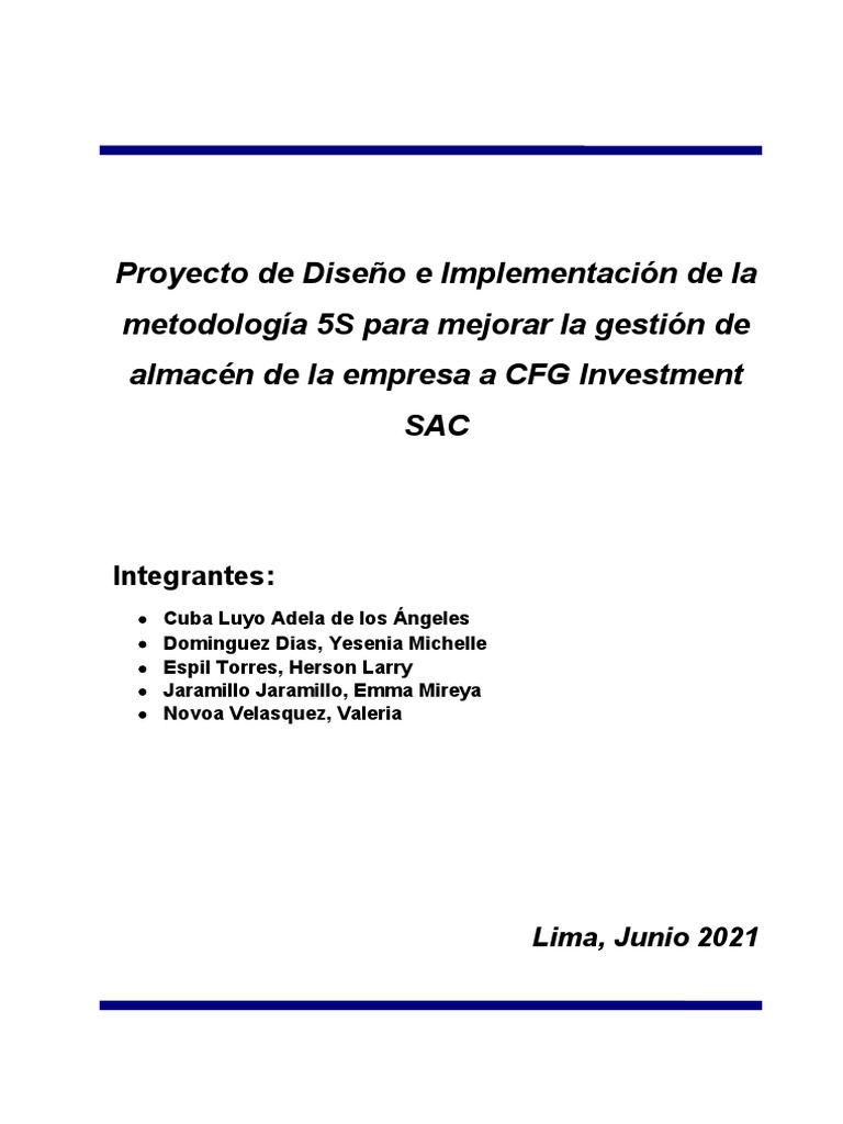 Proyecto Pesquera Examen Parcial (CFG INVESTMENT SAC) | PDF | Business ...