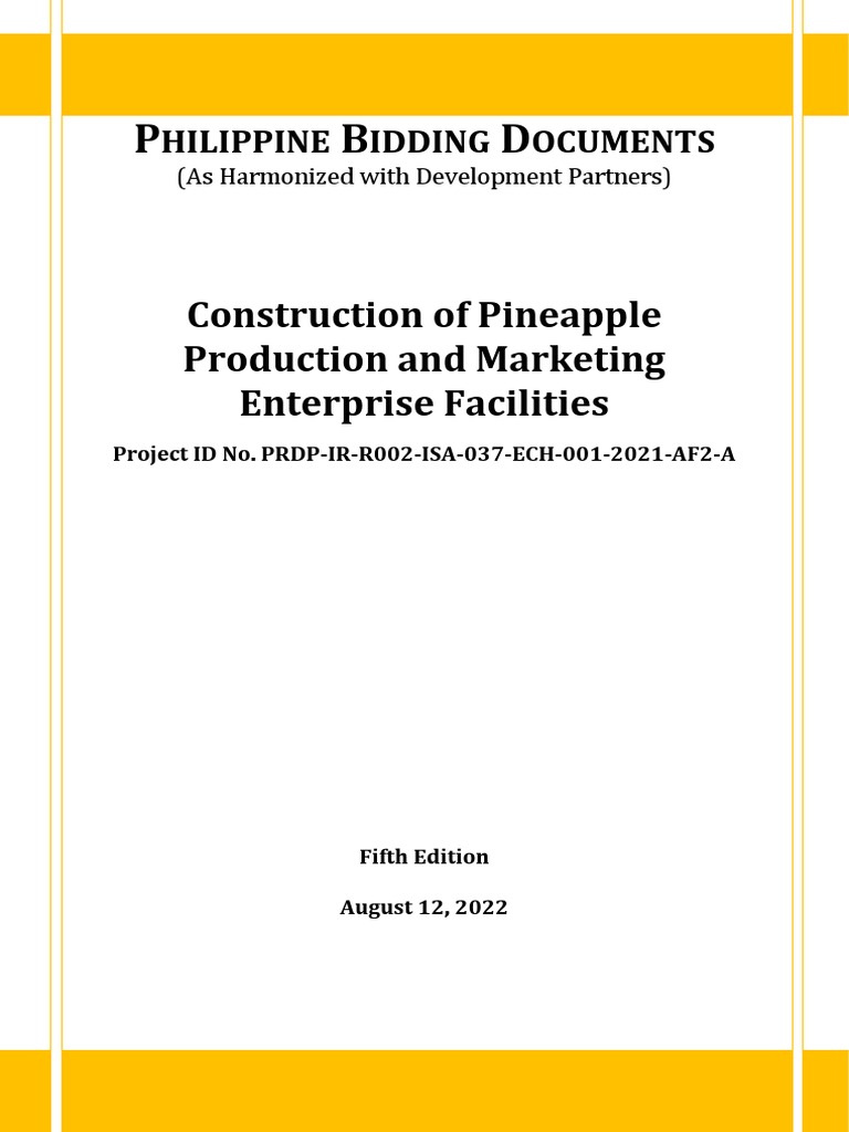 Philippine Bidding Documents for Pineapple Facilities | PDF | Joint Venture | Procurement
