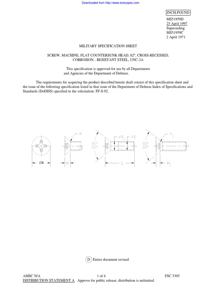 MS51959D | PDF | Stainless Steel | Screw