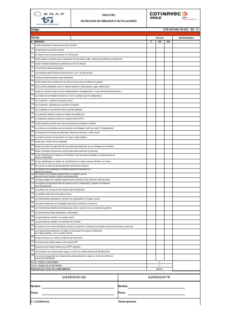 CTN-HSP-400-HS-002-RG-01 Insp. de Obrador - Ok | PDF
