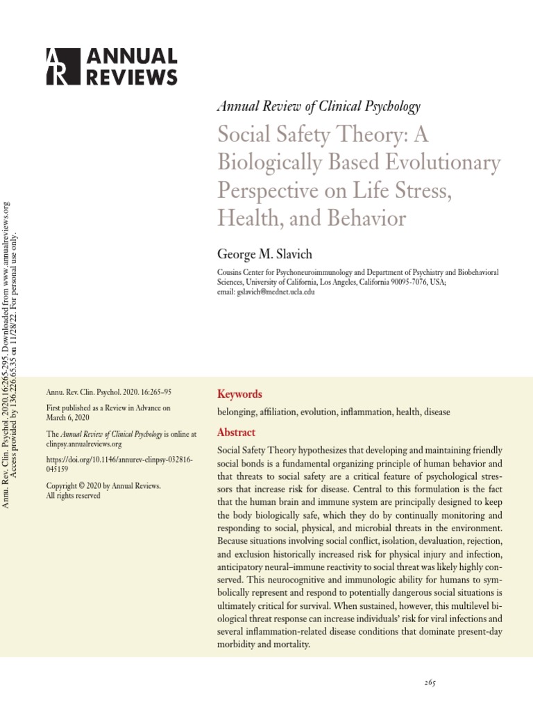 Social Safety Theory | PDF