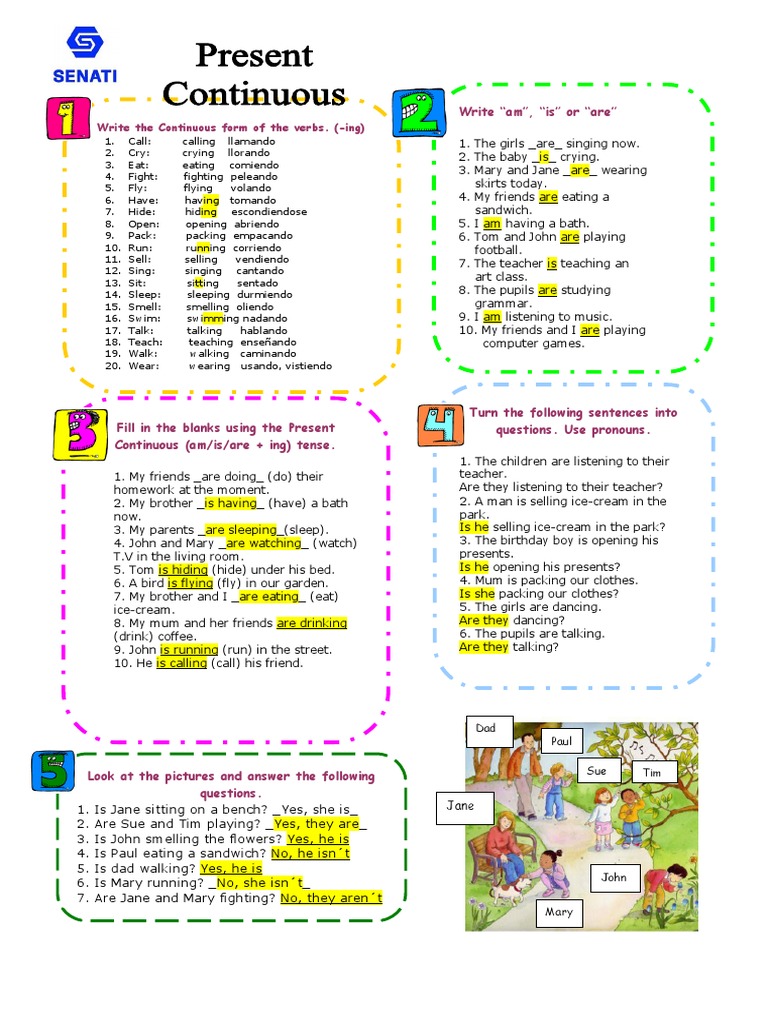 7 - Present Continuous Worksheet | PDF | Languages | Foreign Language Studies